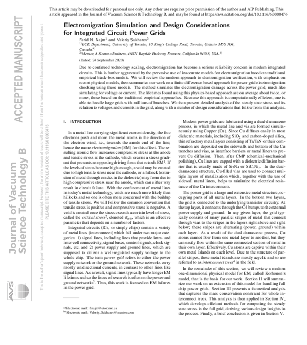 Pdf Electromigration Simulation And Design Considerations For