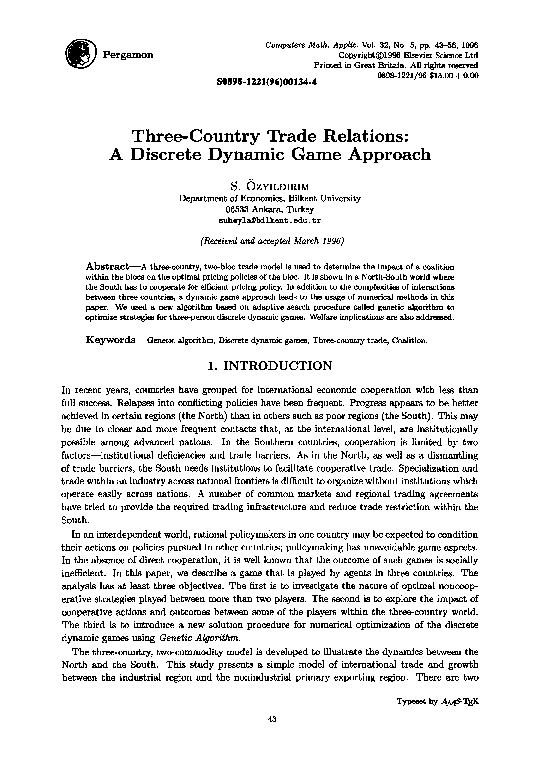 (PDF) Three-country trade relations: A discrete dynamic game approach