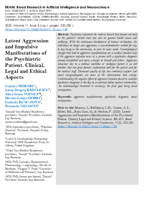(PDF) Latent Aggression and Impulsive Manifestations of the Psychiatric ...