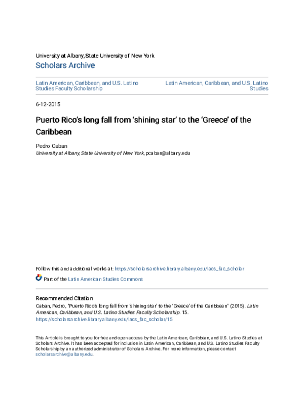 (PDF) Puerto Rico’s long fall from ‘shining star’ to the ‘Greece’ of ...