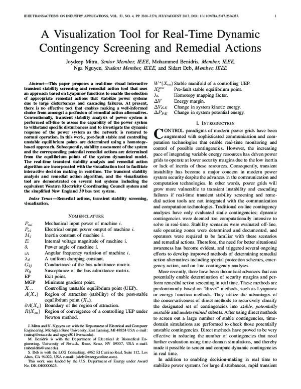 Pdf A Visualization Tool For Real Time Dynamic Contingency Screening And Remedial Actions 9883