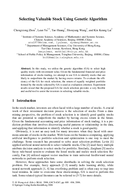 (PDF) Selecting Valuable Stock Using Genetic Algorithm