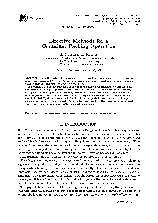 (PDF) Effective methods for a container packing operation