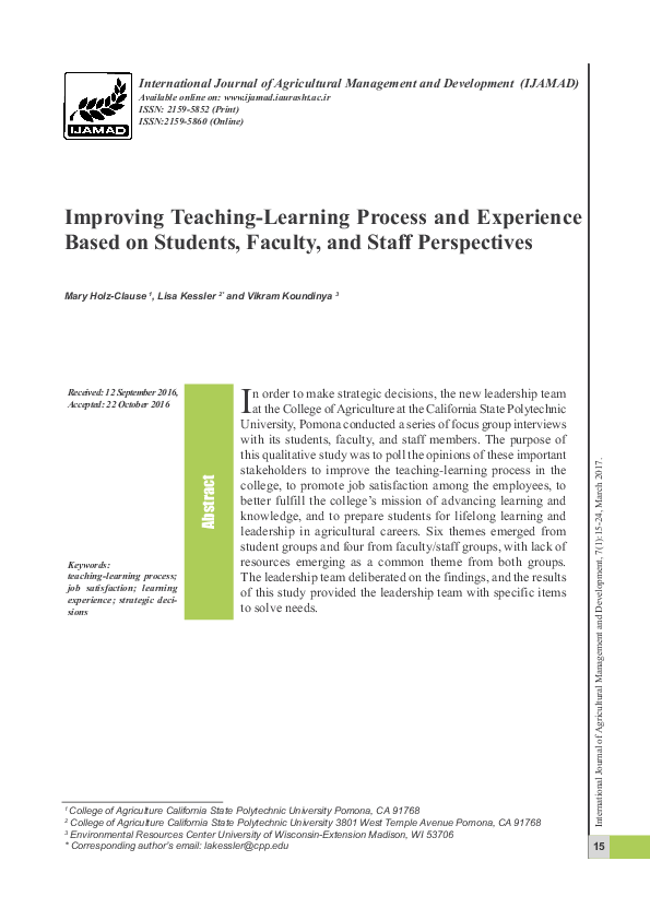 (PDF) Improving Teaching-Learning Process and Experience Based on ...