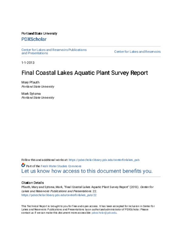 (PDF) Final Coastal Lakes Aquatic Plant Survey Report