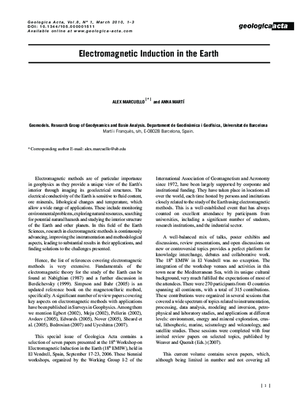 (PDF) Electromagnetic Induction in the Earth
