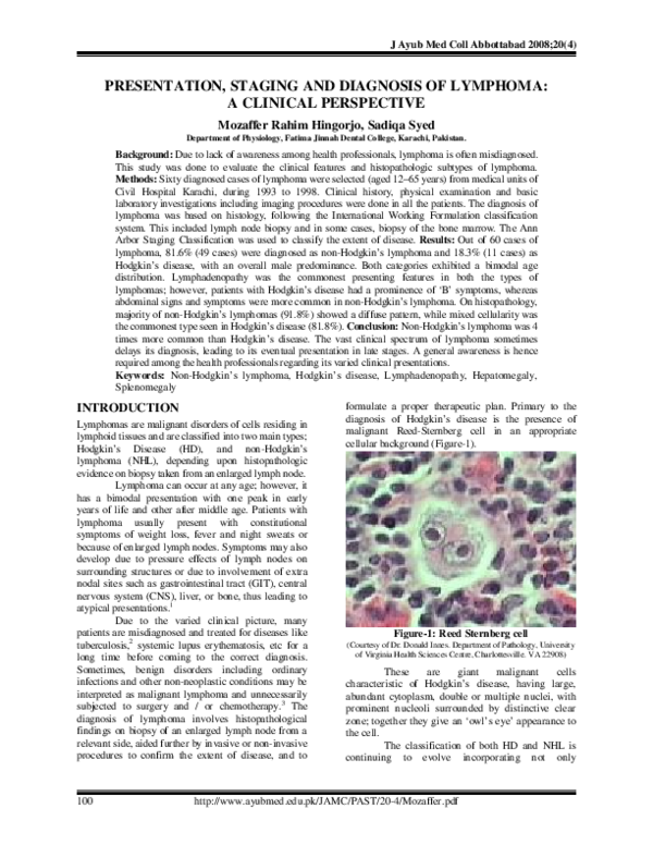 (PDF) Presentation, staging and diagnosis of lymphoma: a clinical ...
