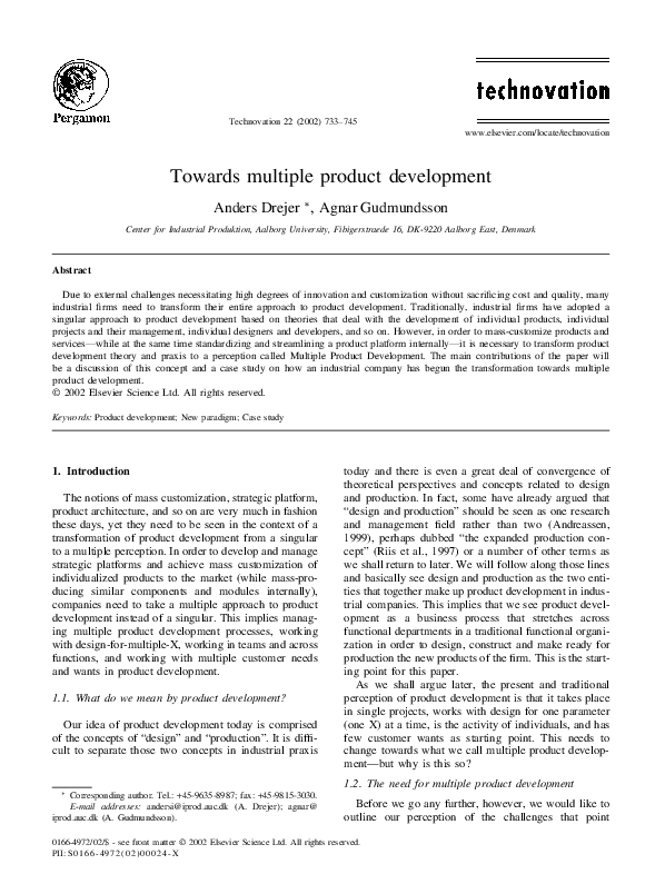 (PDF) Towards multiple product development