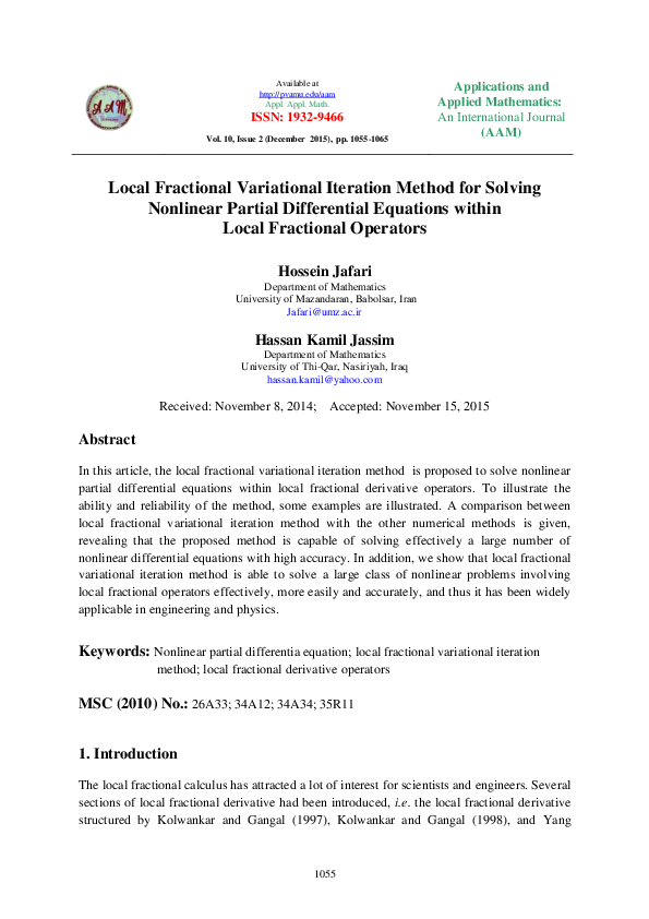 Pdf Local Fractional Variational Iteration Method For Solving