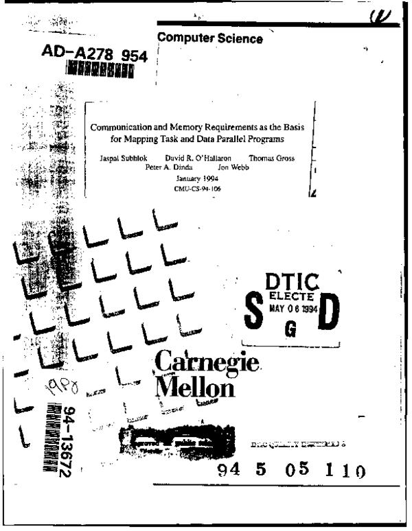 (PDF) Communication and memory requirements as the basis for mapping task and data parallel programs