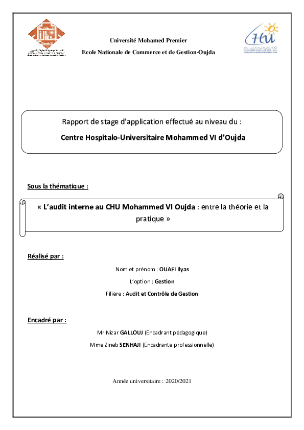 (PDF) L'audit interne au CHU Mohammed VI Oujda
