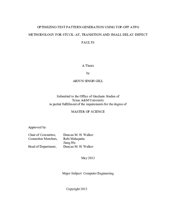 Pdf Optimizing Test Pattern Generation Using Topoff Atpg Methodology
