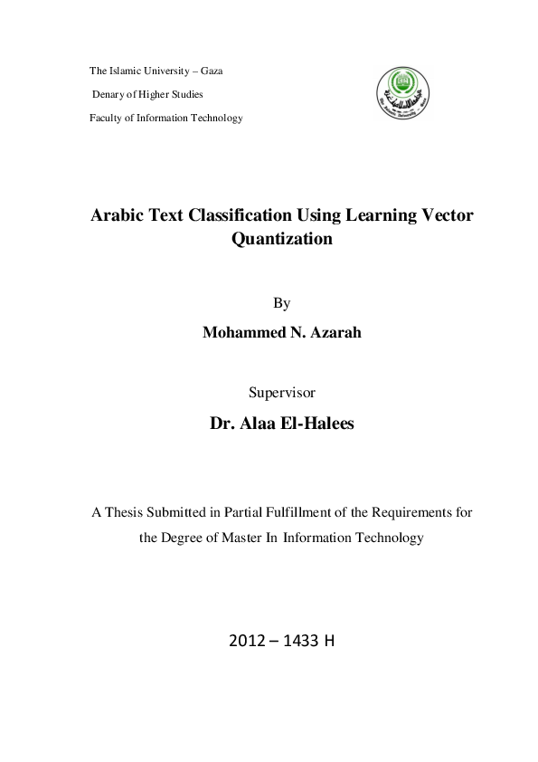 (PDF) Arabic Text Classification Using Learning Vector Quantization