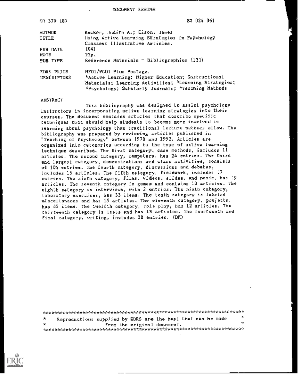(PDF) Using Active Learning Strategies in Psychology Classes ...