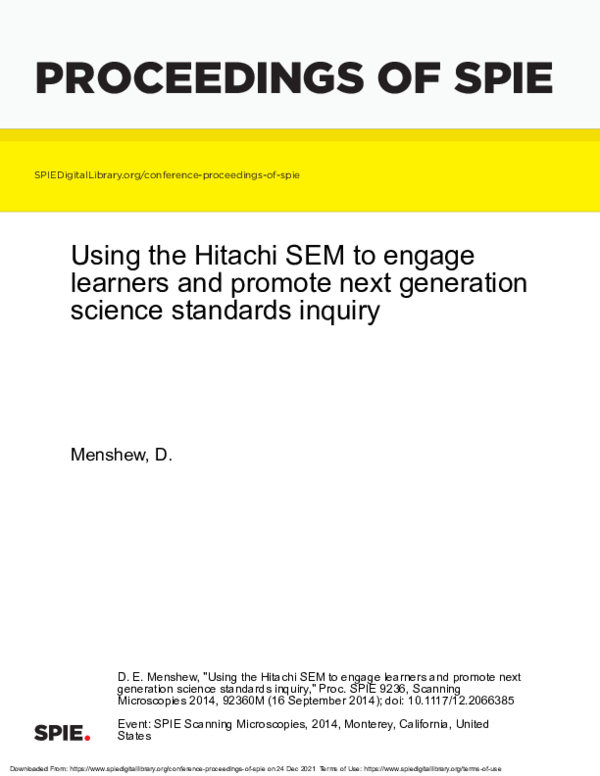 (PDF) Using the Hitachi SEM to engage learners and promote Next ...
