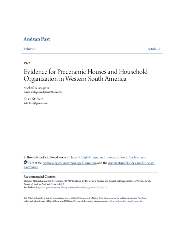 (PDF) Evidence for Preceramic Houses and Household Organization in ...