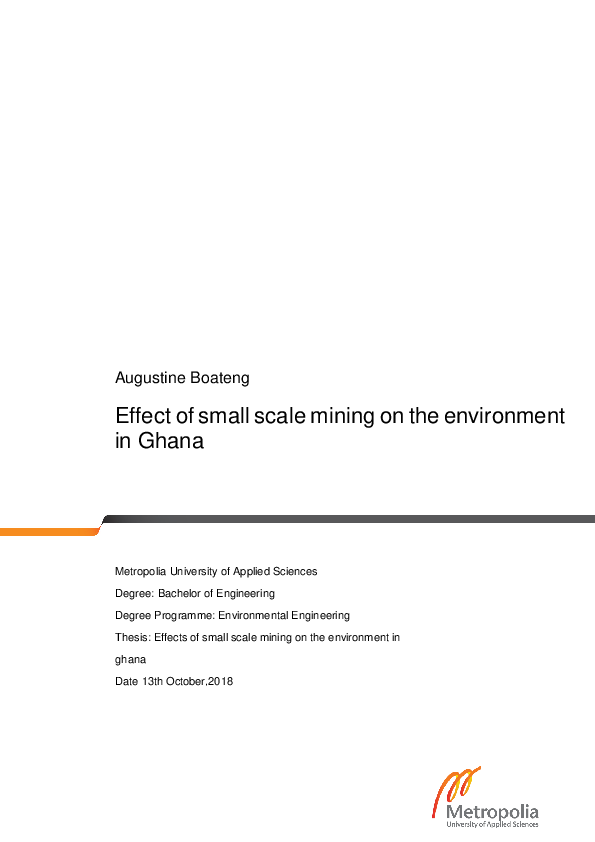(PDF) Effect of small scale mining on the environment in Ghana