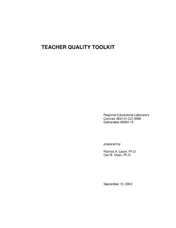 (PDF) Teacher Quality Toolkit