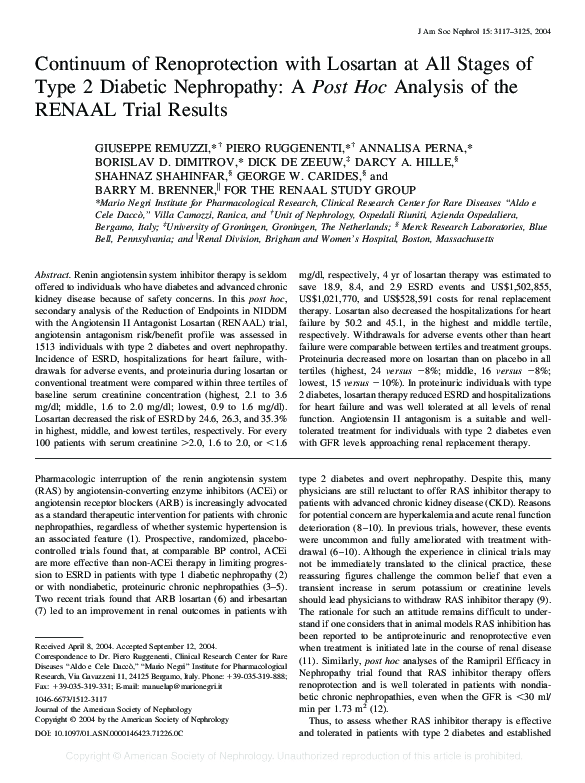 (PDF) Continuum of Renoprotection with Losartan at All Stages of Type 2 ...