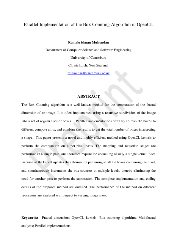 (PDF) Parallel Implementation of the Box Counting Algorithm in Opencl