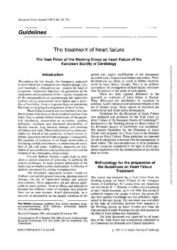 (PDF) The treatment of heart failure: The Task Force of the Working ...