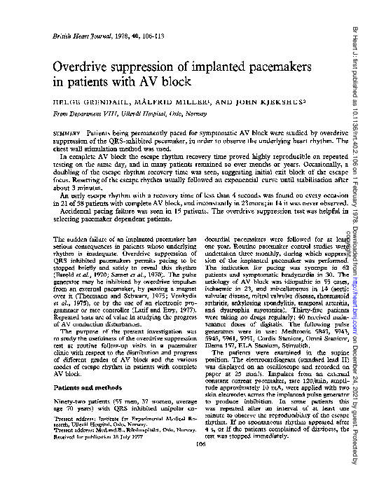 (PDF) Overdrive suppression of implanted pacemakers in patients with AV ...