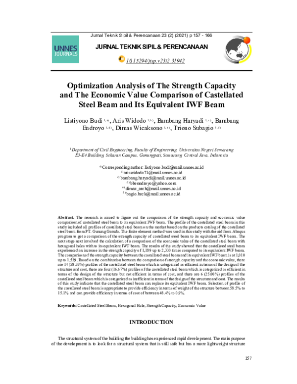 (PDF) Optimization Analysis of The Strength Capacity and The Economic ...