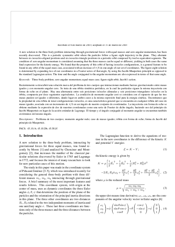 (PDF) On the figure eight orbit of the three-body problem