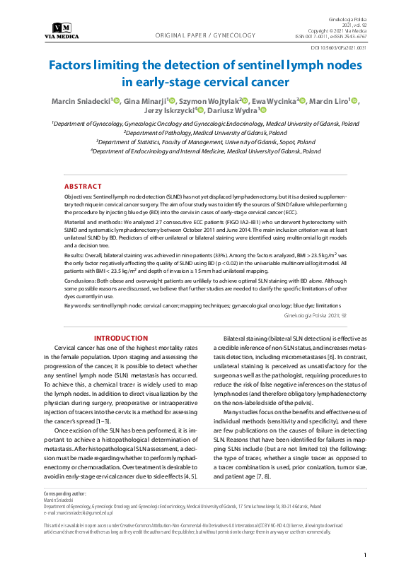 (PDF) Factors limiting the detection of sentinel lymph nodes in early ...
