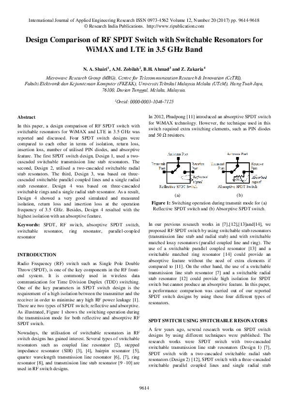 (PDF) Design Comparison Of Rf Spdt Switch With Switchable Resonators ...