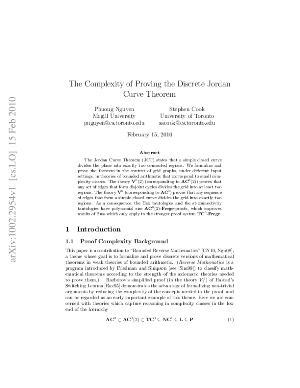 (PDF) The Complexity of Proving the Discrete Jordan Curve Theorem | phuong thao Nguyen ...