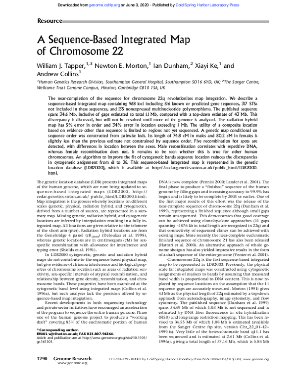 (PDF) A Sequence-Based Integrated Map of Chromosome 22