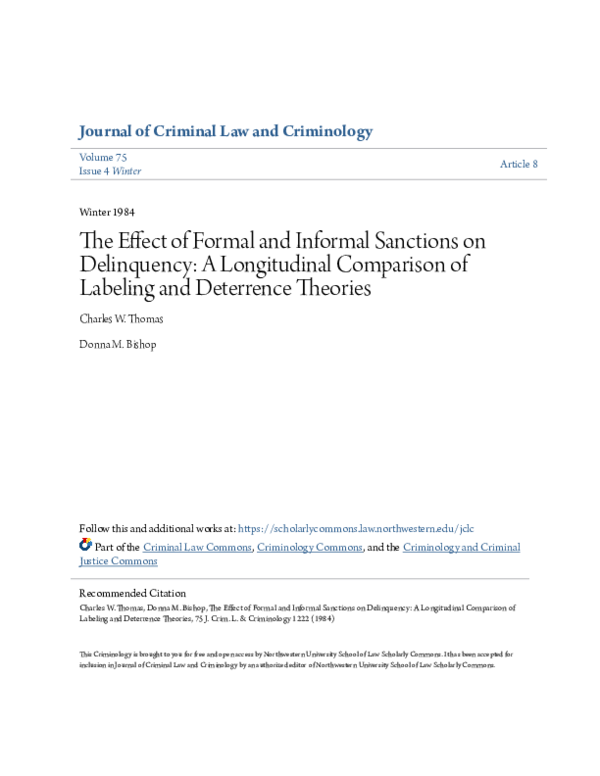 (PDF) Effect of Formal and Informal Sanctions on Delinquency: A ...