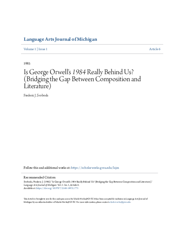 (PDF) Is George Orwell's 1984 Really Behind Us? (Bridging the Gap ...