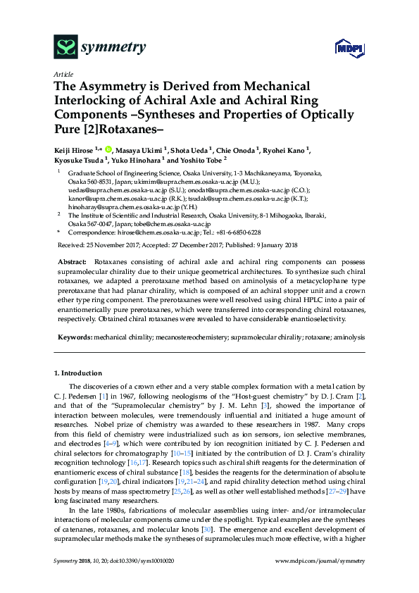 (PDF) The Asymmetry is Derived from Mechanical Interlocking of Achiral ...