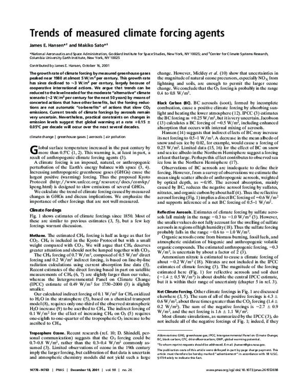 (PDF) Trends of measured climate forcing agents