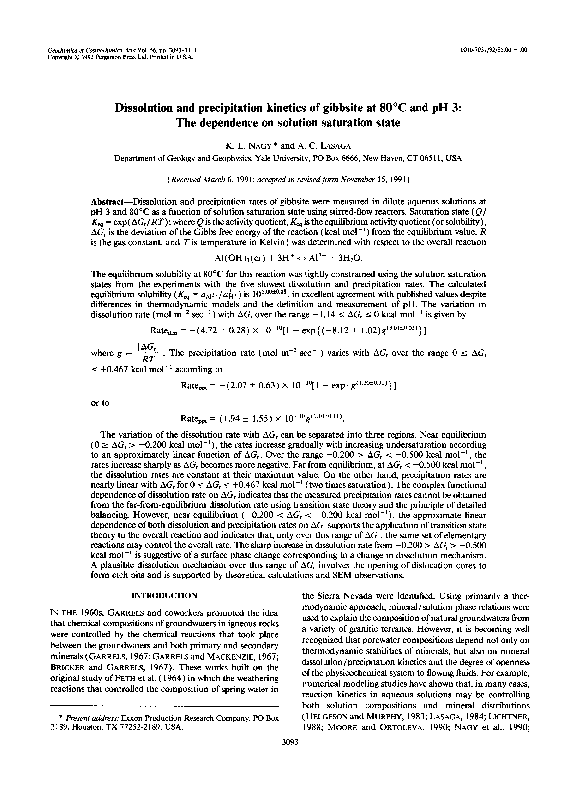 (PDF) Dissolution and precipitation kinetics of gibbsite at 80°C and pH ...