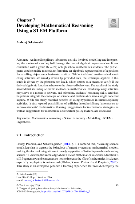 (PDF) Developing Mathematical Reasoning Using a STEM Platform