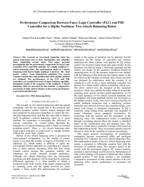 Pdf Performance Comparison Between Fuzzy Logic Controller Flc And