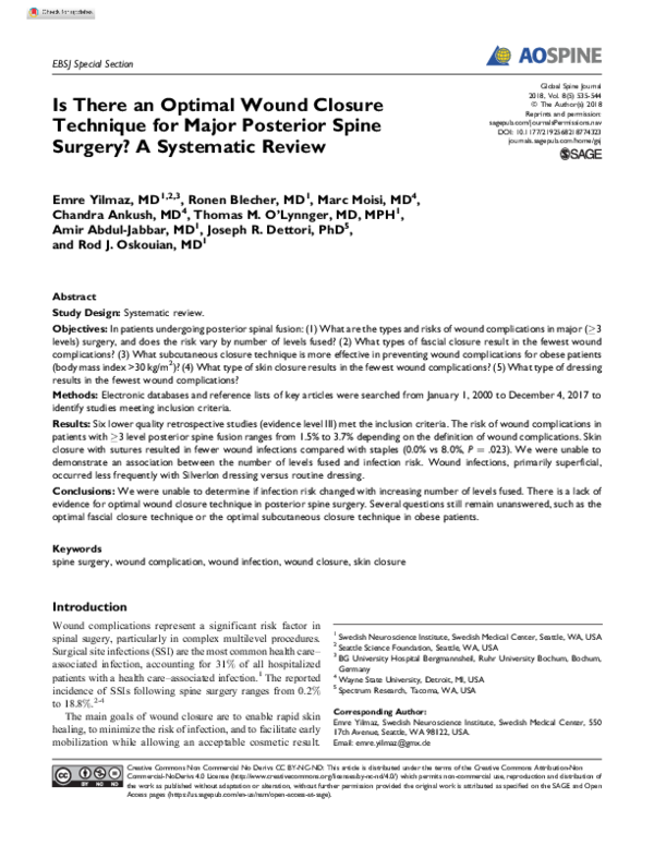 (PDF) Is There an Optimal Wound Closure Technique for Major Posterior ...