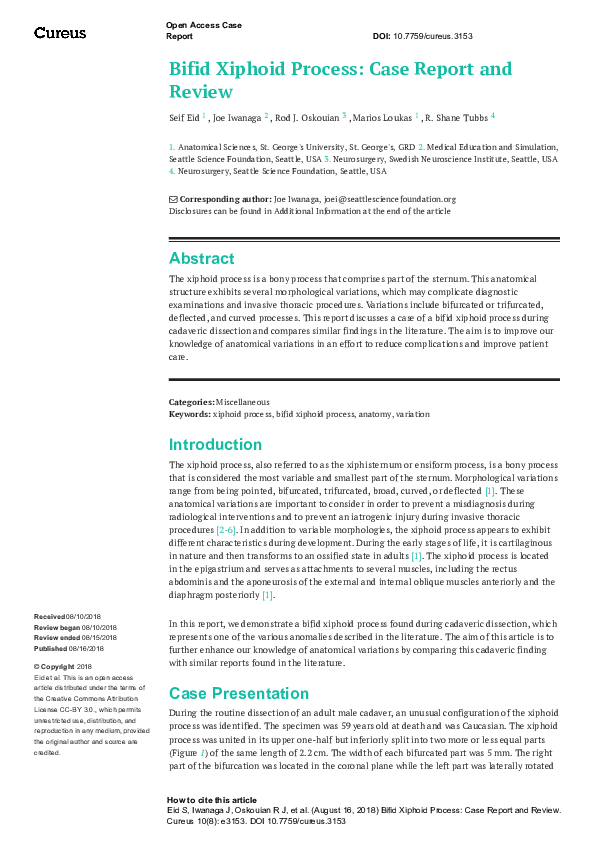 (PDF) Bifid Xiphoid Process: Case Report and Review