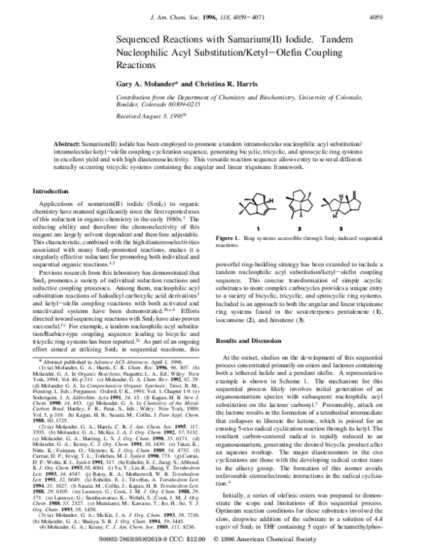 Sequenced Reactions with Samarium (II) Iodide. Tandem Intramolecular ...
