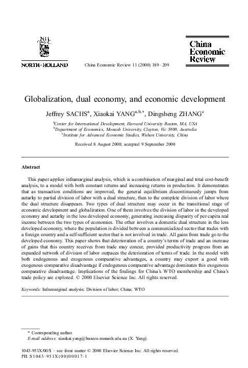 (PDF) Globalization, dual economy, and economic development