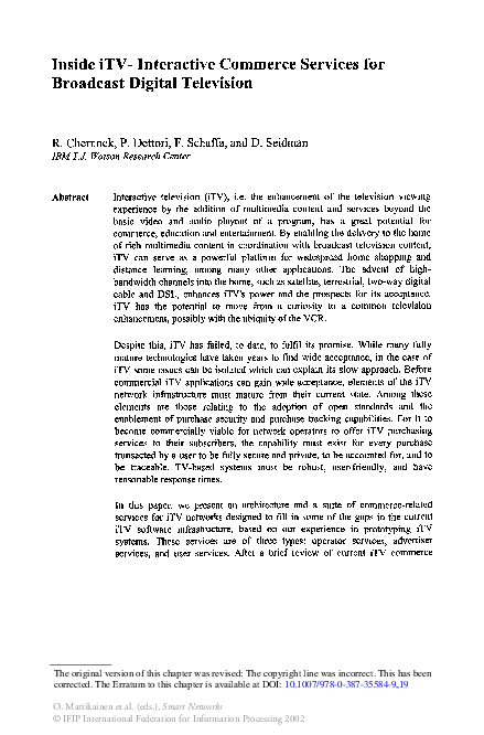 (PDF) Inside iTV—Interactive Commerce Services for Broadcast Digital ...