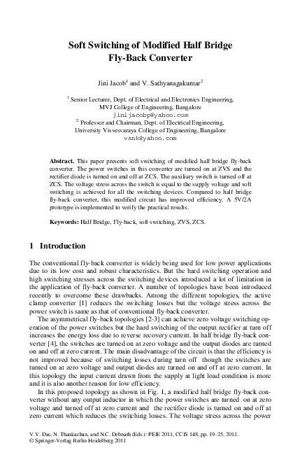 (PDF) Soft Switching of Modified Half Bridge Fly-Back Converter