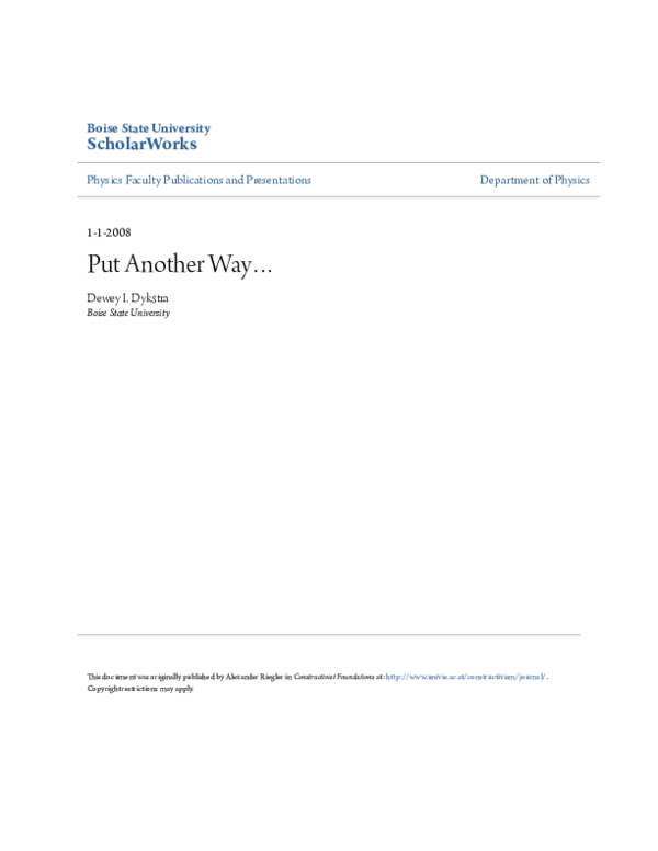 (PDF) Put Another Way