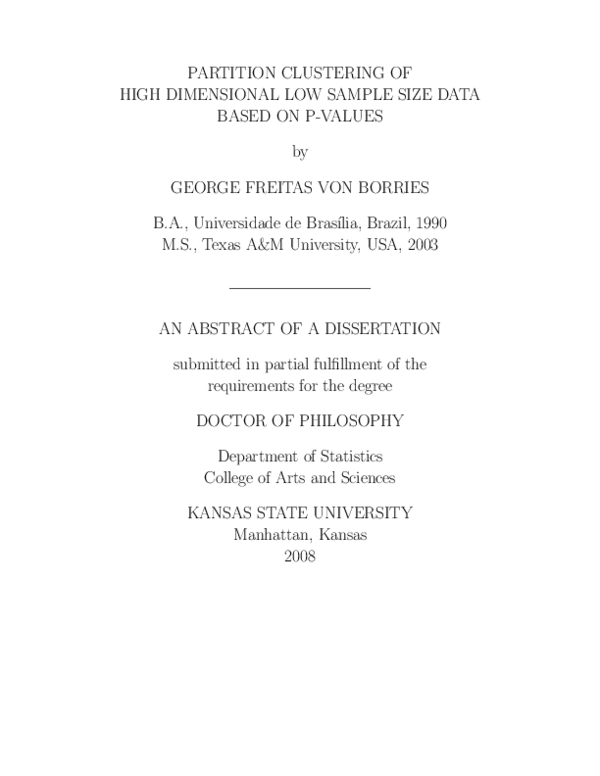 (PDF) Partition clustering of high dimensional low sample size data based on -values