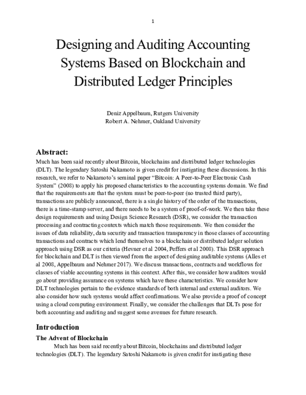 Pdf Designing And Auditing Accounting Systems Based On Blockchain And Distributed Ledger