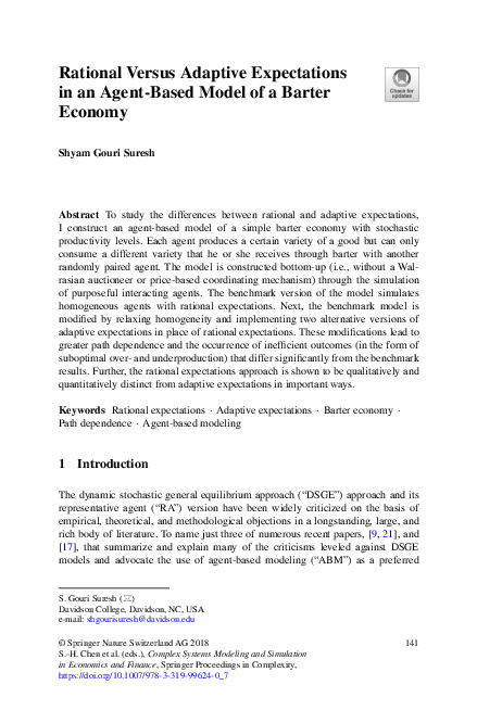 (PDF) Rational Versus Adaptive Expectations in an Agent-Based Model of ...