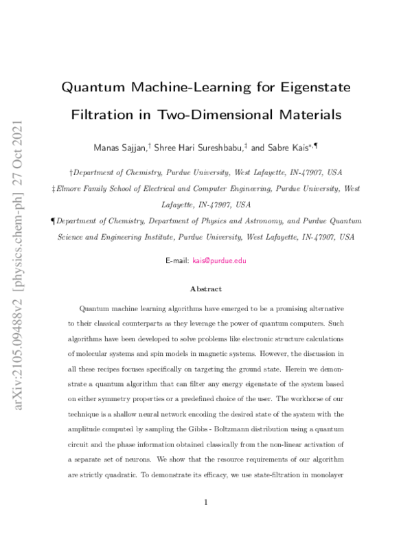 (PDF) Quantum Machine-Learning for Eigenstate Filtration in Two ...